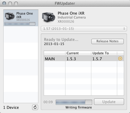 Firmware version 1.5.7 for iXA/iXR cameras: Phase One Japan デジタルバック通信